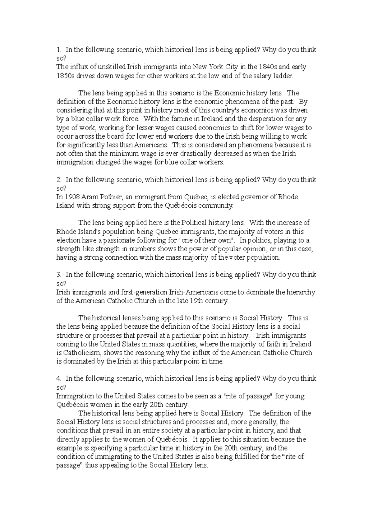 History Week 1 Responses: Analyzing Historical Lenses and Perspectives ...