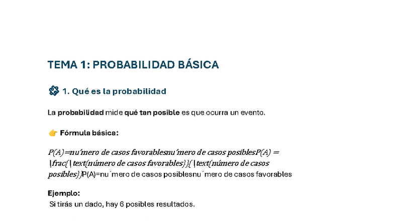 TEMA 1: PROBABILIDAD BÁSICA - Conceptos y Reglas Esenciales - Studocu