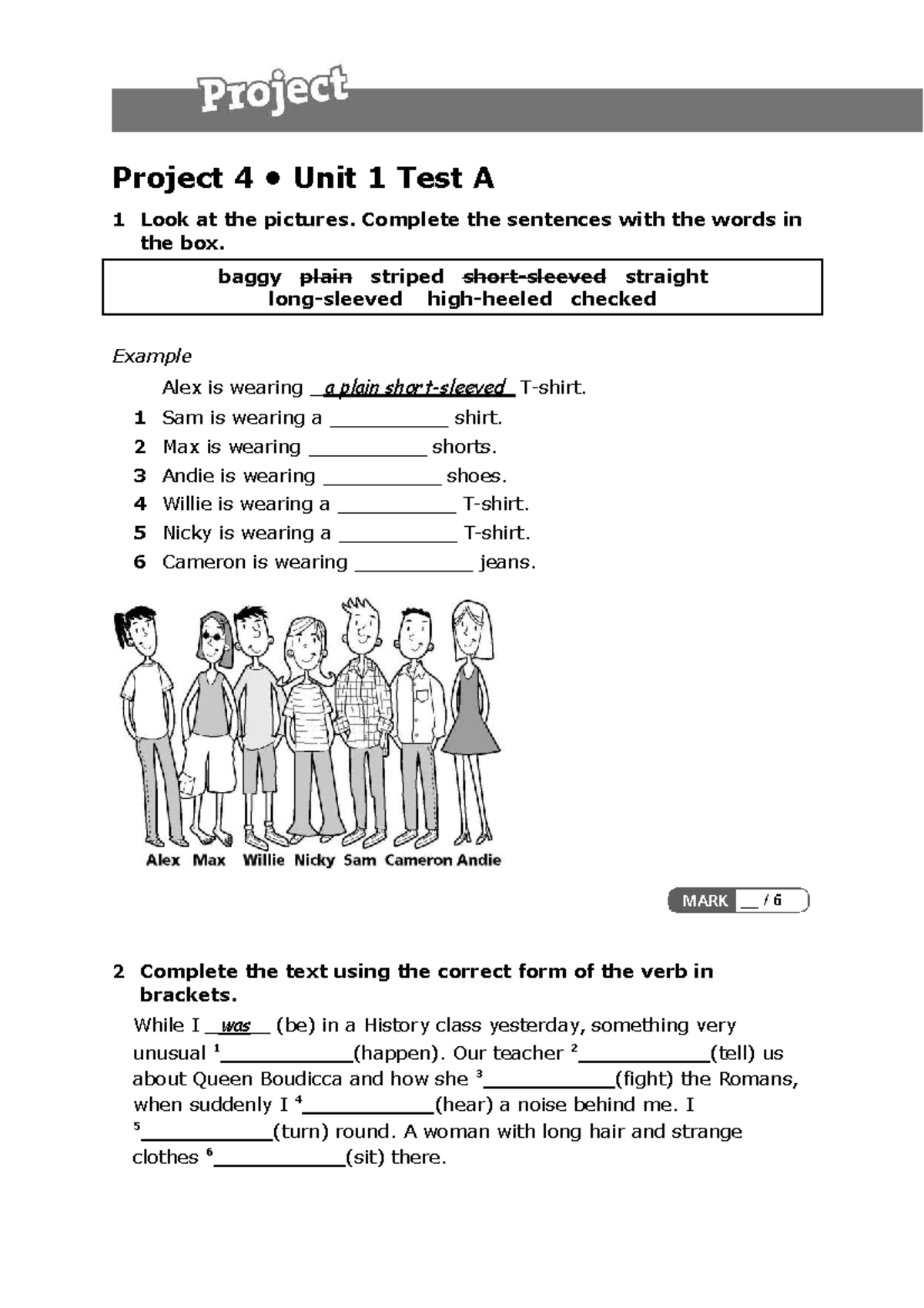 Project 4 Unit 1 & 2 Test A: Vocabulary and Grammar Exercises - Studocu