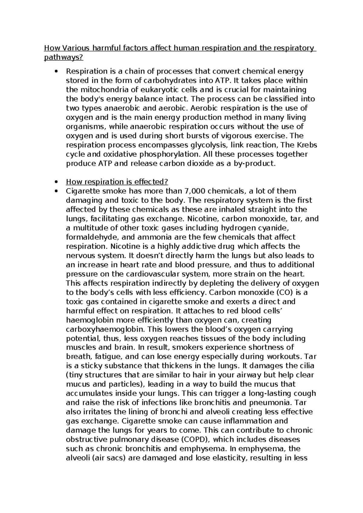 HSCI 101: Impact of Harmful Factors on Human Respiration - Studocu