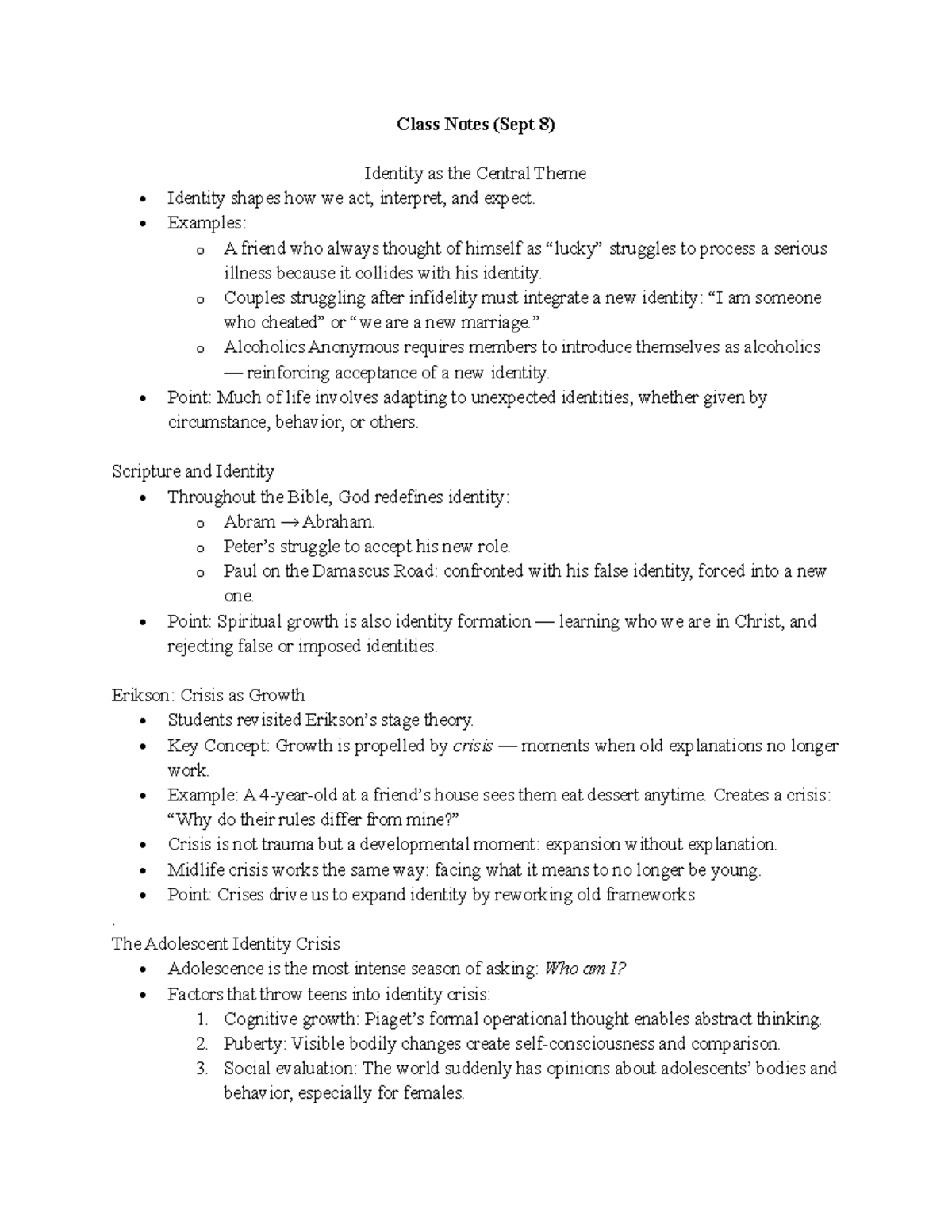 Final Exam Notes: The Adolescent Identity Crisis & Identity Formation ...