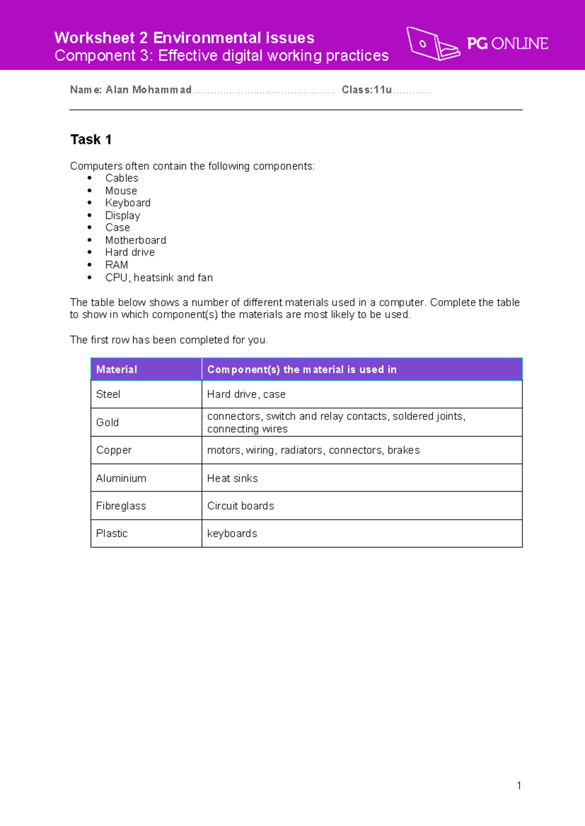 11u Component 3 Effective Digital Working Practices Worksheet - Studocu