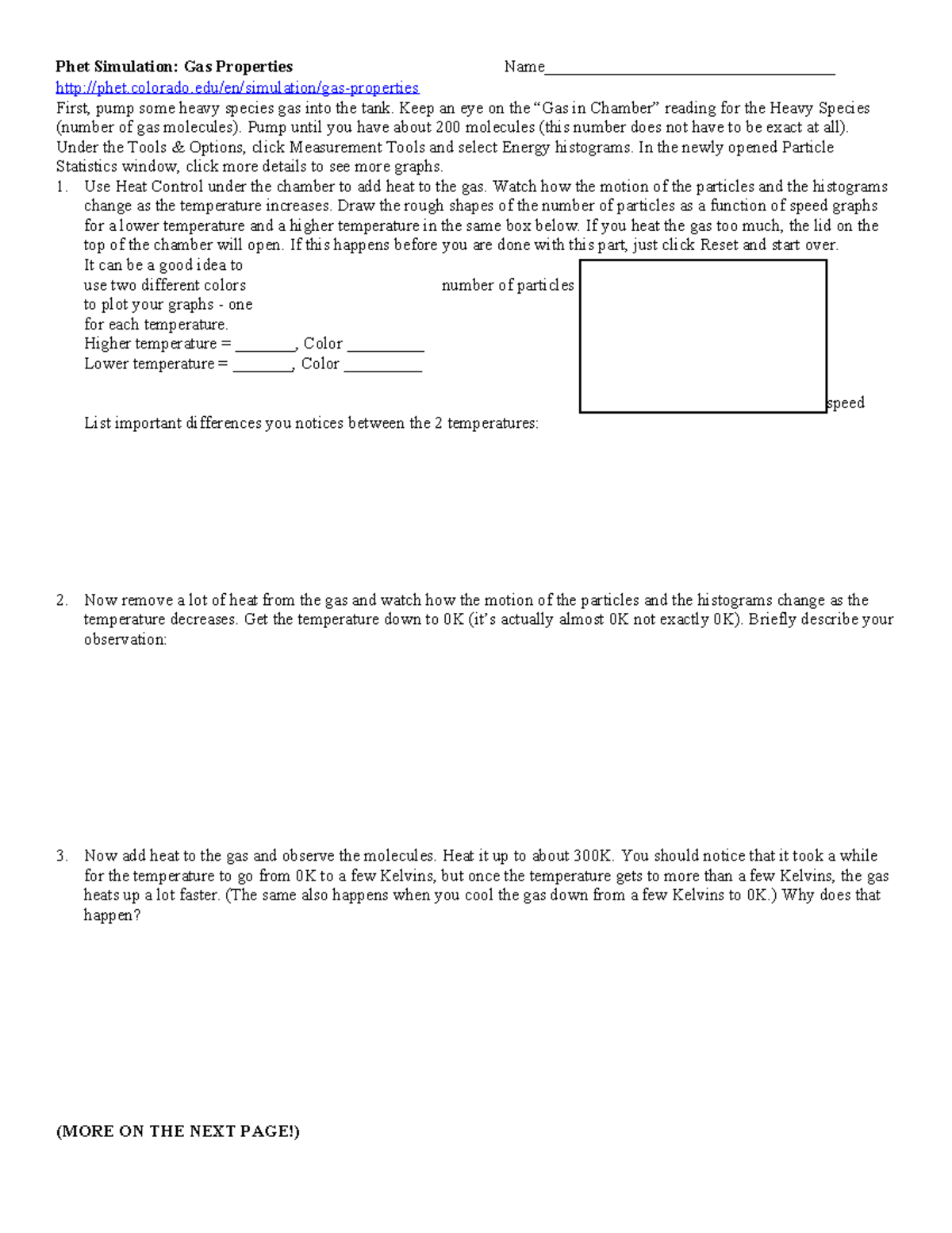 Gas Properties: Phet Simulation Worksheet (PHET-101) - Studocu