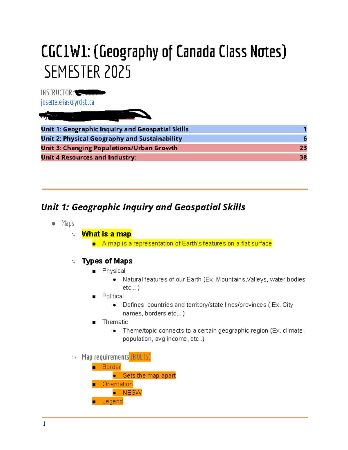 CGC1W1: Comprehensive Class Notes on Geography of Canada (2025) - Studocu