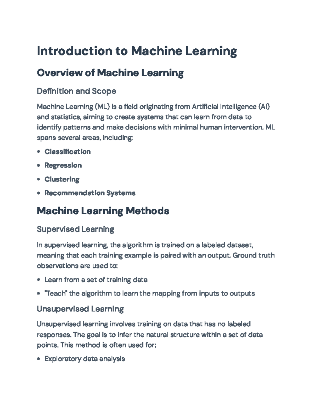Introduction to Machine Learning: Key Concepts and Methods ...