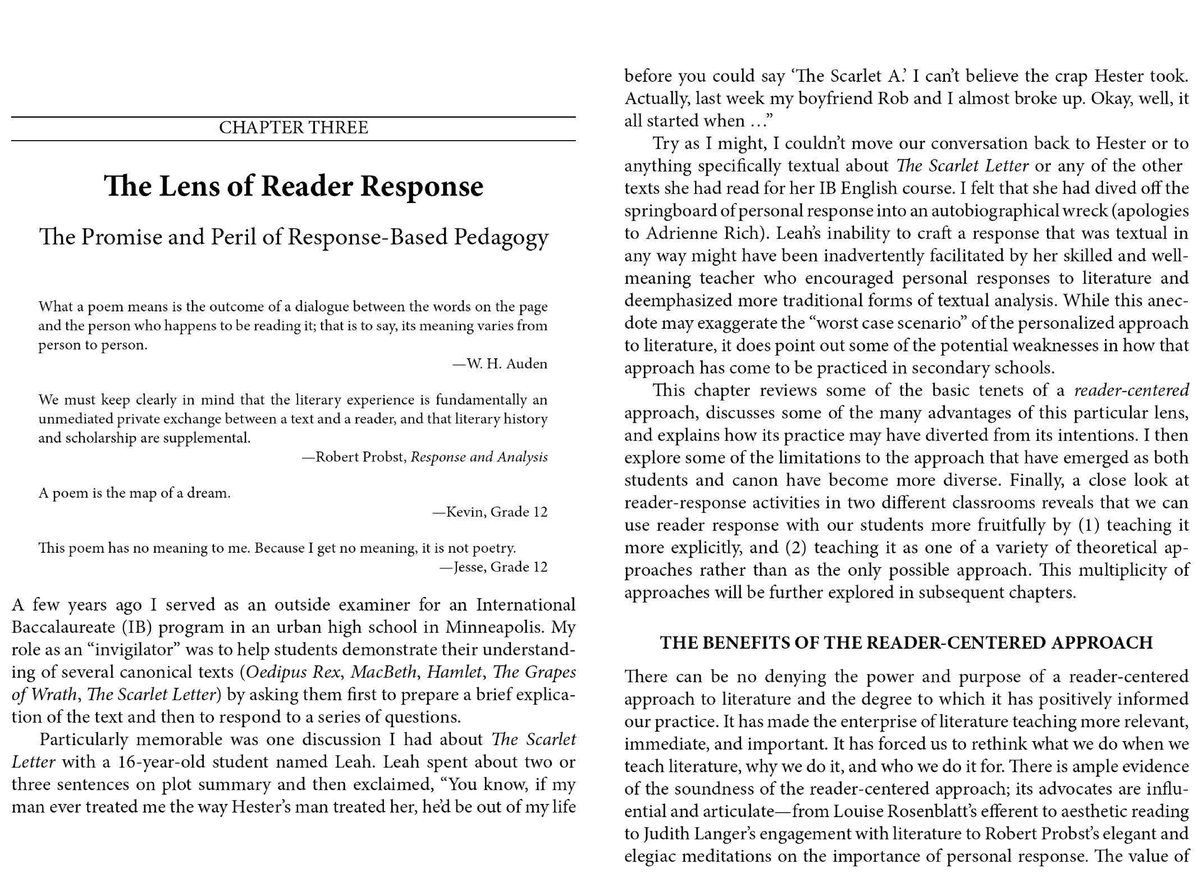 Final Exam Notes on Reader Response Theory - Course Code: IB English ...