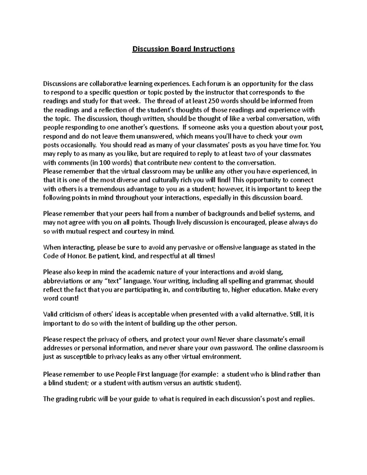 EDUC 210 Discussion Board Instructions and Best Practices Guide - Studocu