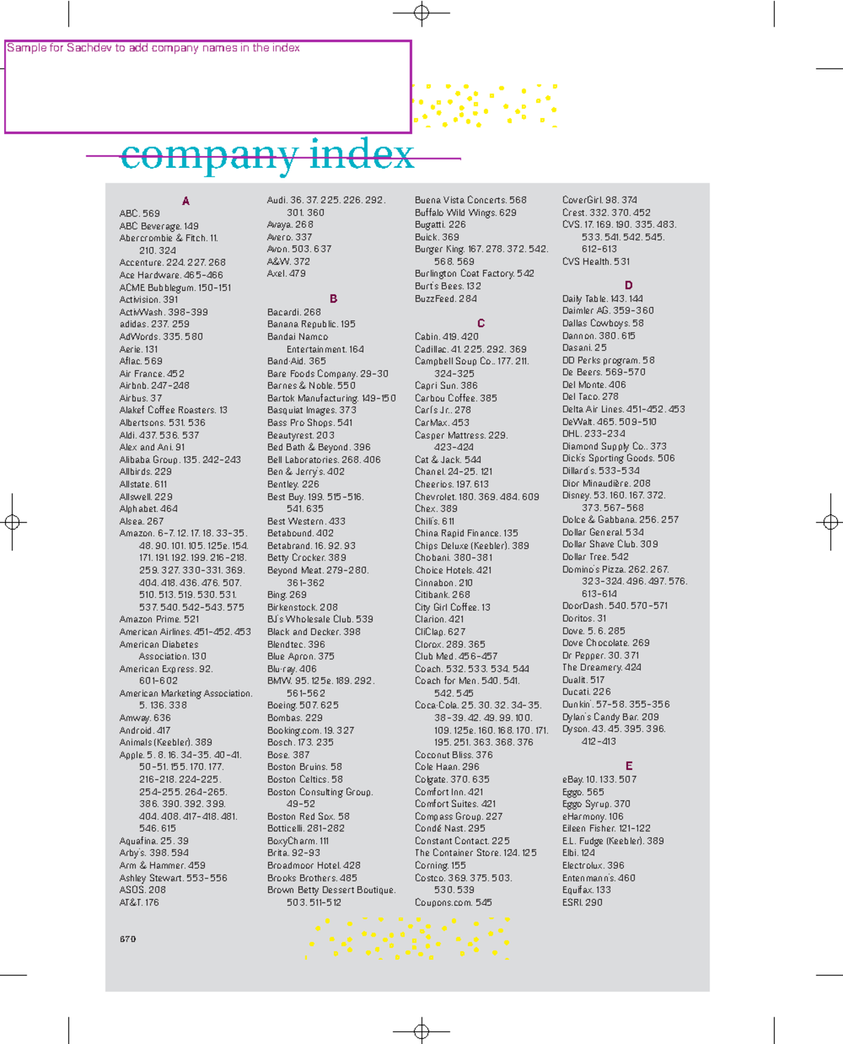 Sachdev Index Sample: Company Names Listing - Studocu