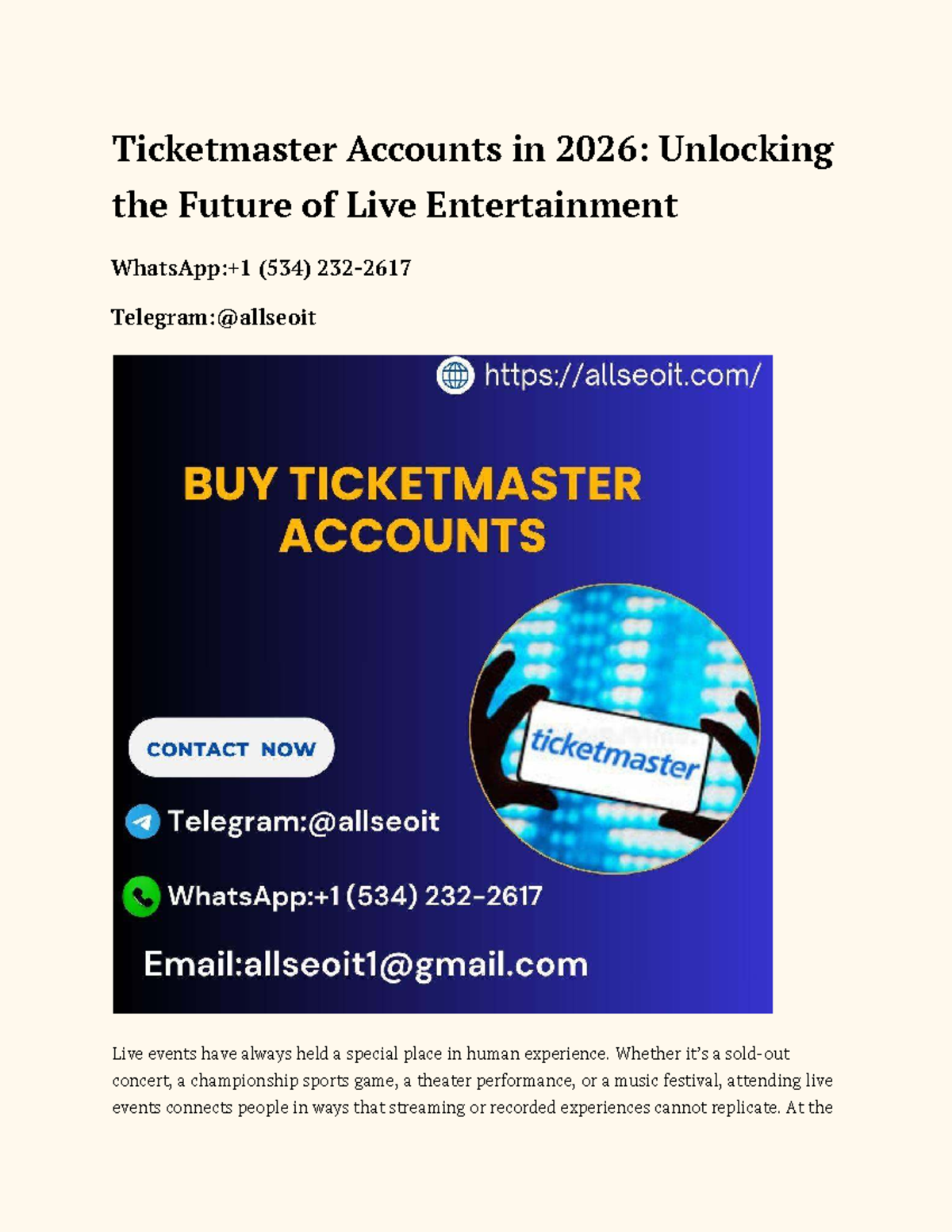 Ticketmaster Accounts in 2026: A Guide to Live Entertainment (534 ...