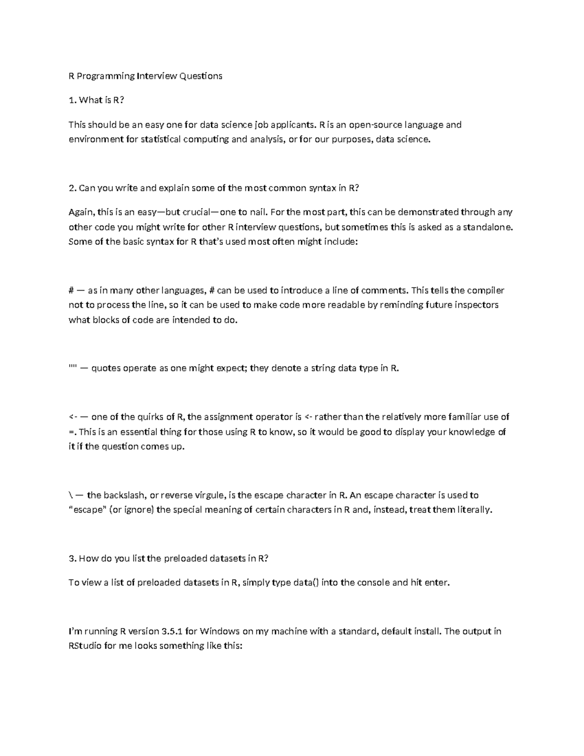 R studio Questions and Answers - R Programming Interview Questions What ...