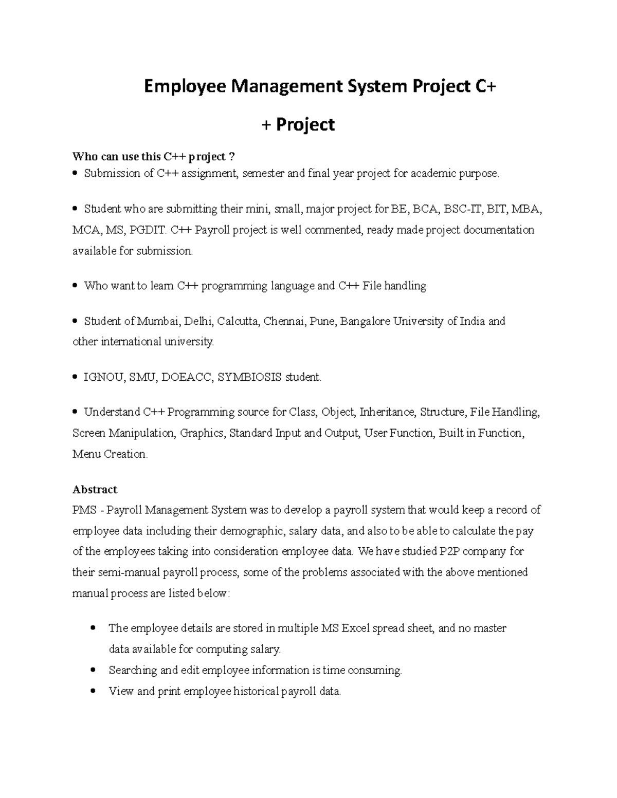 C++ Employee Management System Project Documentation & Guide - Studocu