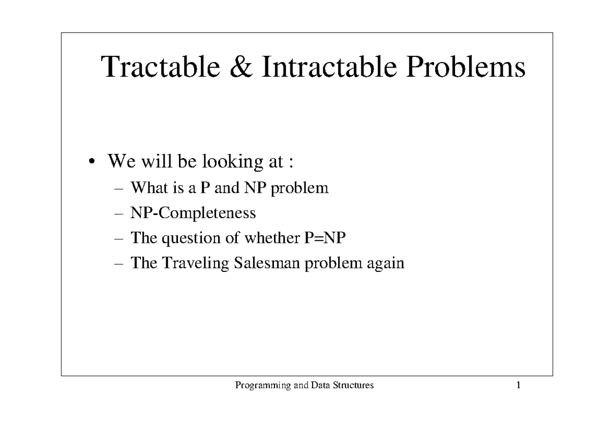 NP Complete: Understanding P vs NP Problems in Programming and Data Structures - Studocu