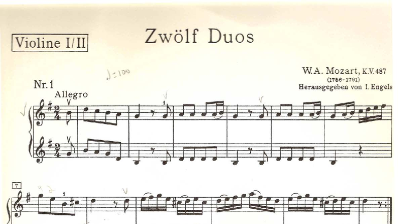 Violin I/II: 12 Easy Duets by Mozart (K.V.487) - Edition Peters - Studocu