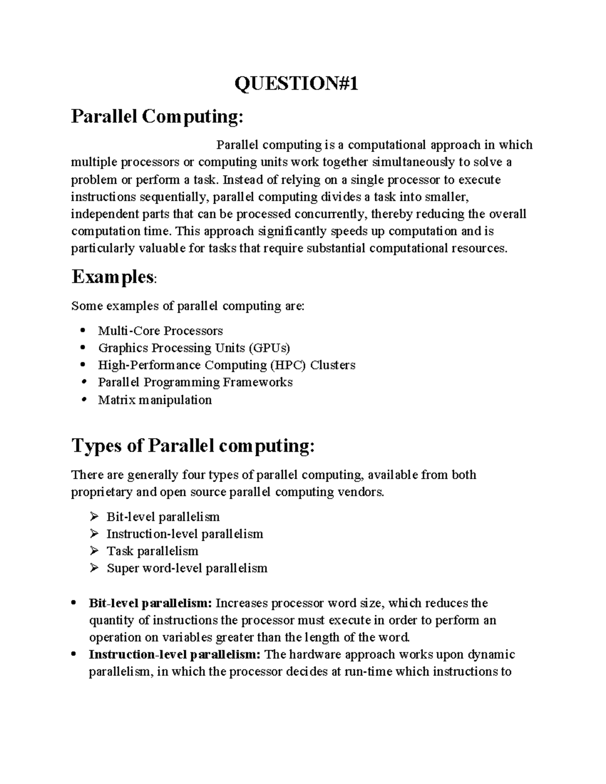 Parallel Computing - QUESTION# Parallel Computing: Parallel computing ...