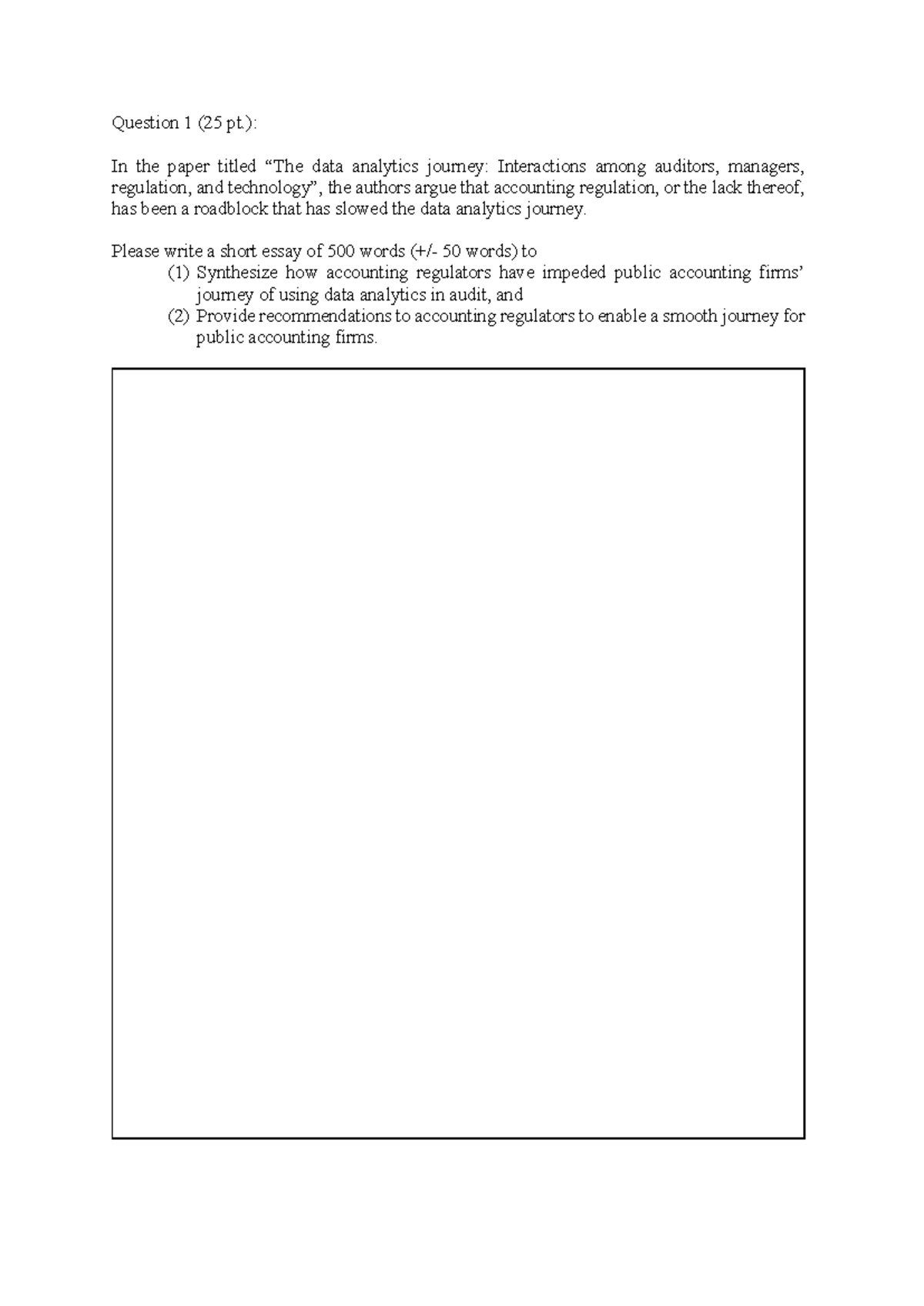 APM Sample Exam 1 - Data Analytics and Blockchain in Auditing - Studeersnel