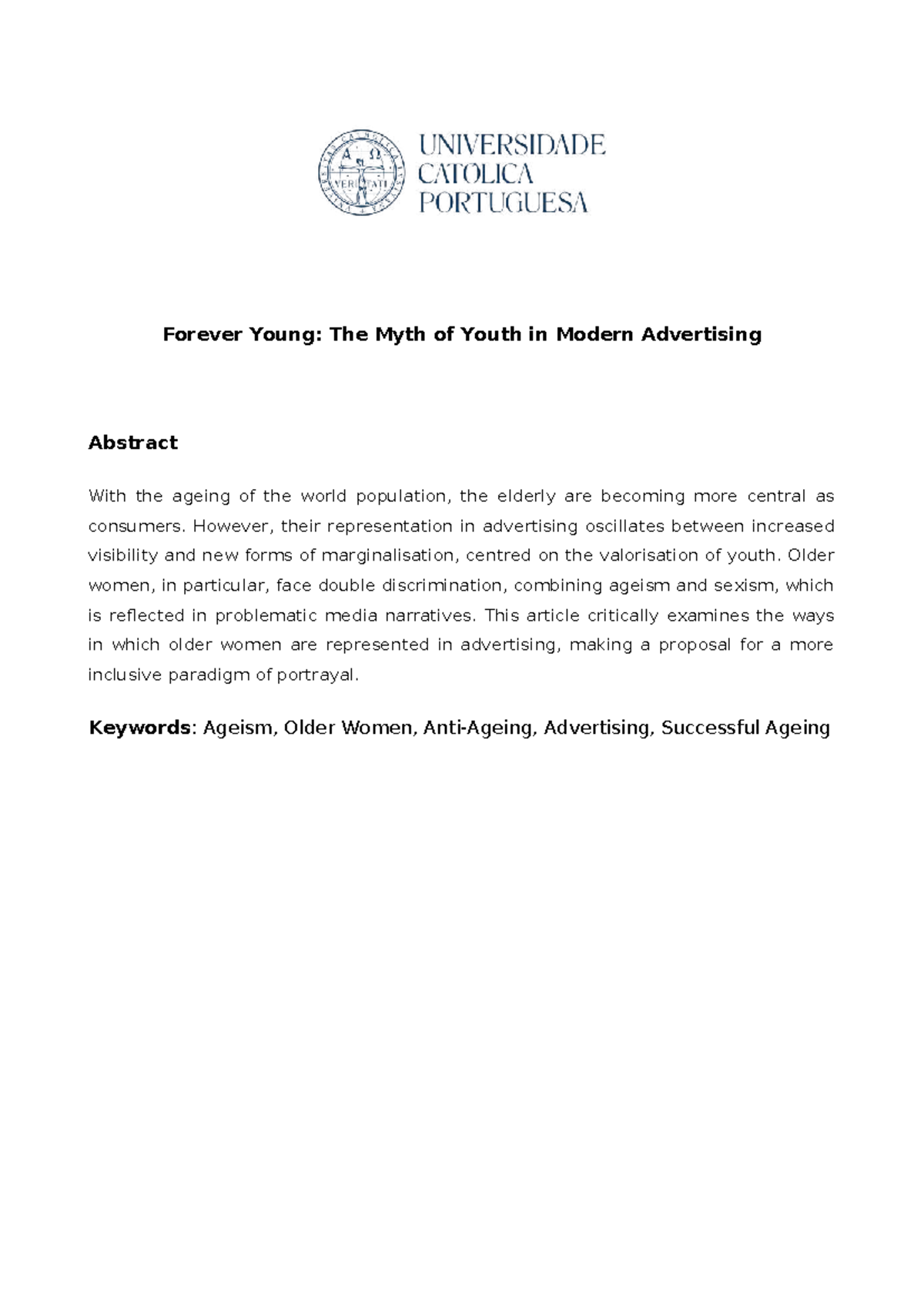 Advertising and Ageism: The Representation of Older Women in Media ...