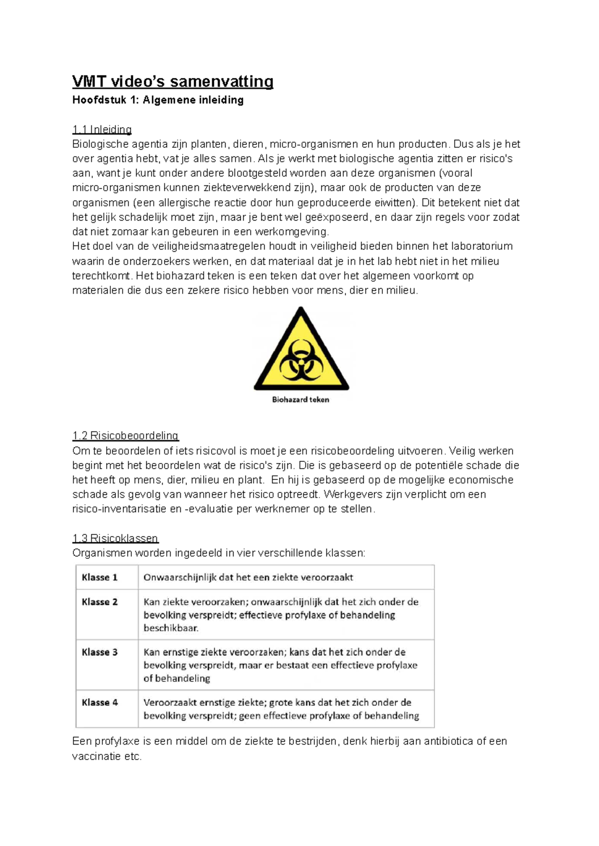 VMT Samenvatting Hoofdstuk 1: Algemene Inleiding en ...