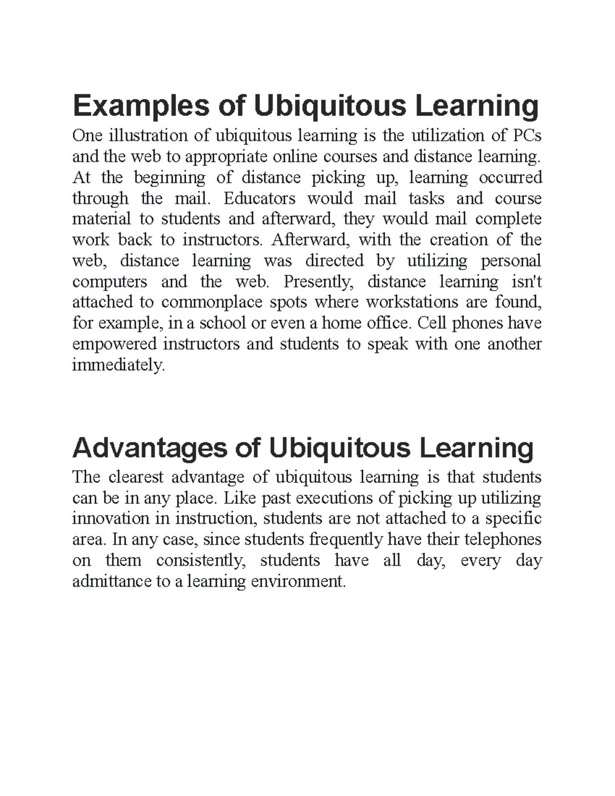 Examples of Ubiquitous Learning in Modern Education Techniques - Studocu