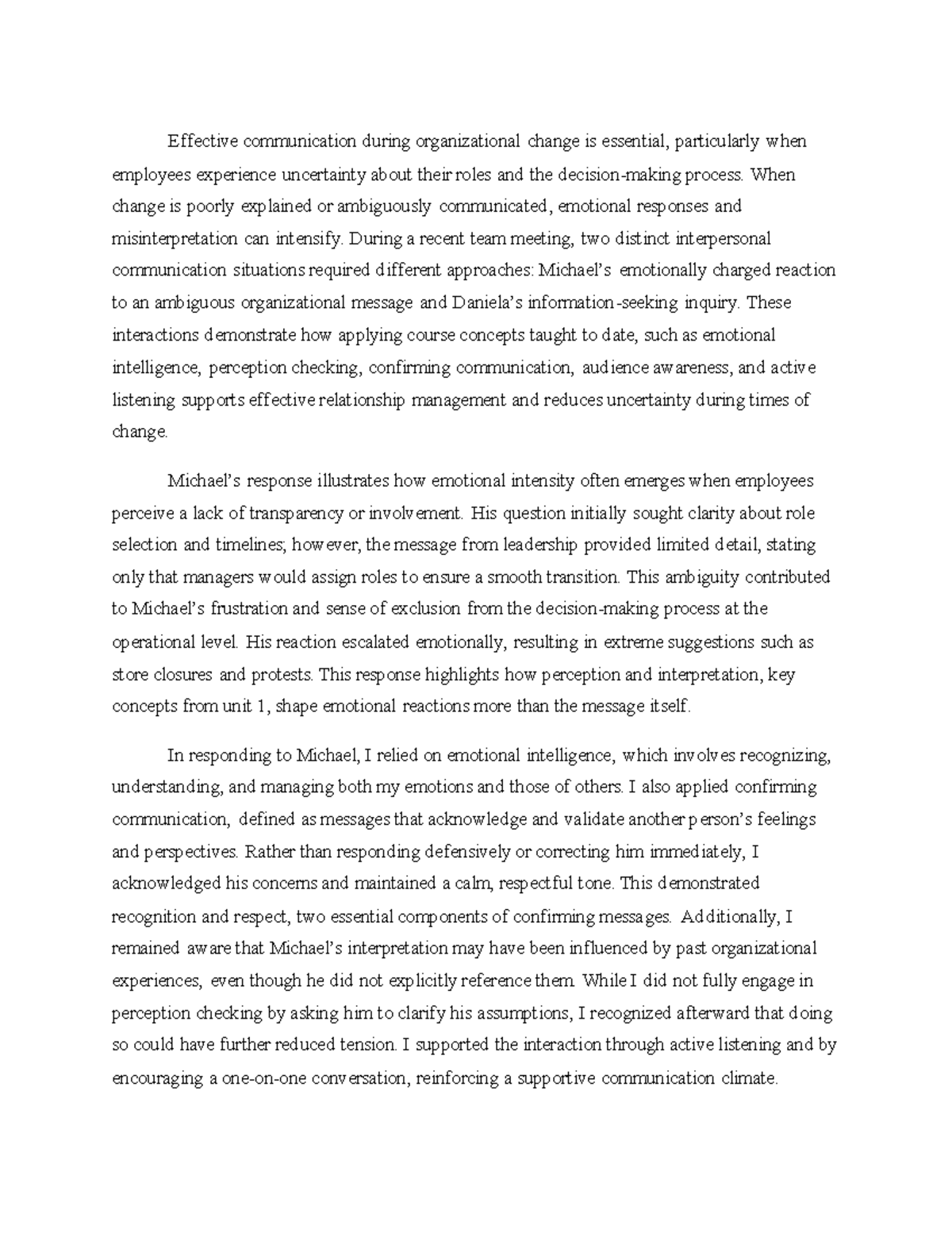 Comms 243 Assignment 2: Effective Communication in Organizational ...