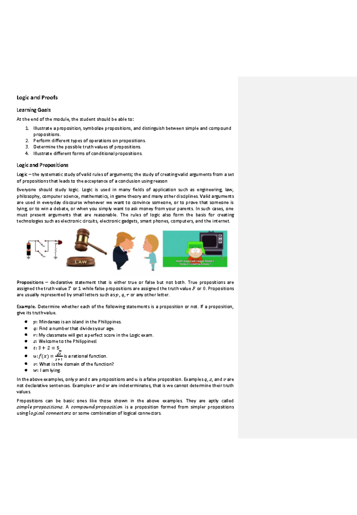 Logic and Propositions in Mathematics: Course Code MMW - Studocu