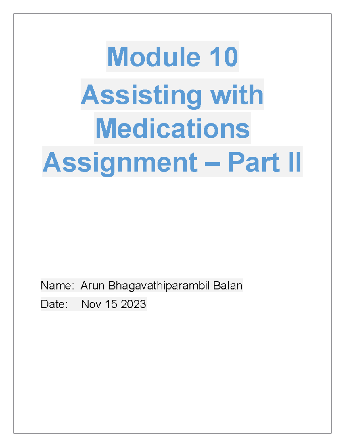 Module 10: Assisting with Medications Part II Assignment on Acetaminophen - Studocu
