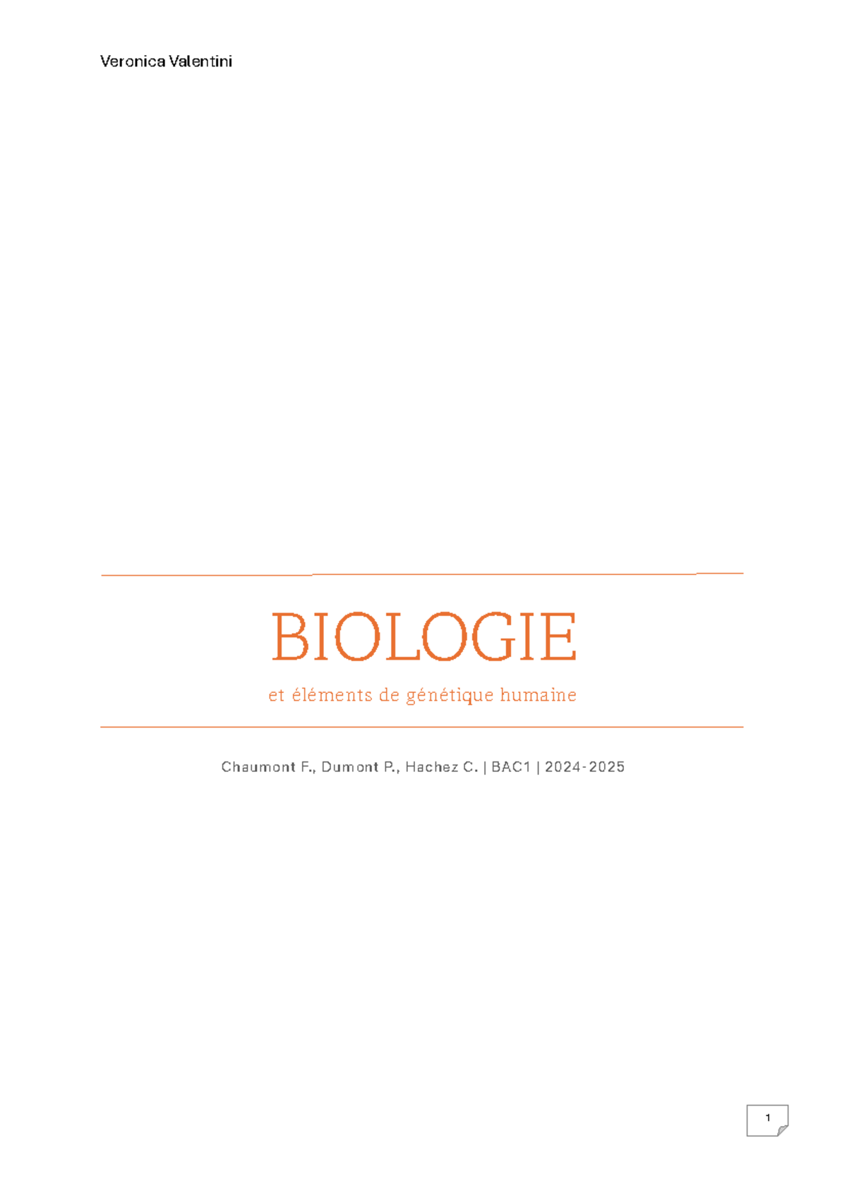 Synthèse complète de Biologie et Génétique Humaine - BAC1 - Studocu