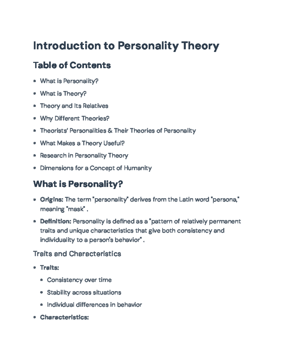 Introduction to Personality Theory: Key Concepts and Evaluations ...
