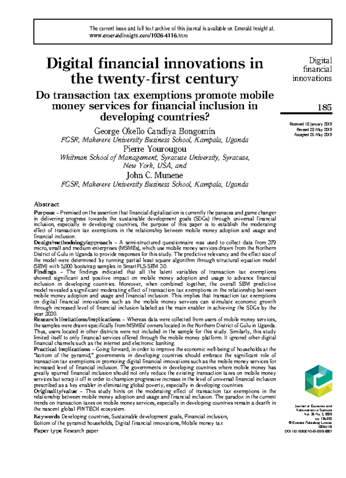 Digital Financial Innovations and Mobile Money Tax Exemptions: A Study ...