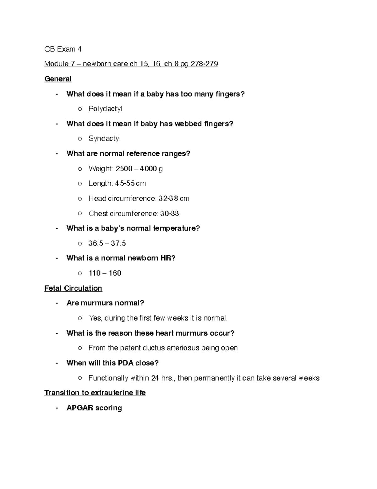 OB Exam 4: Newborn Care Insights from Modules 7 & 8 - Studocu
