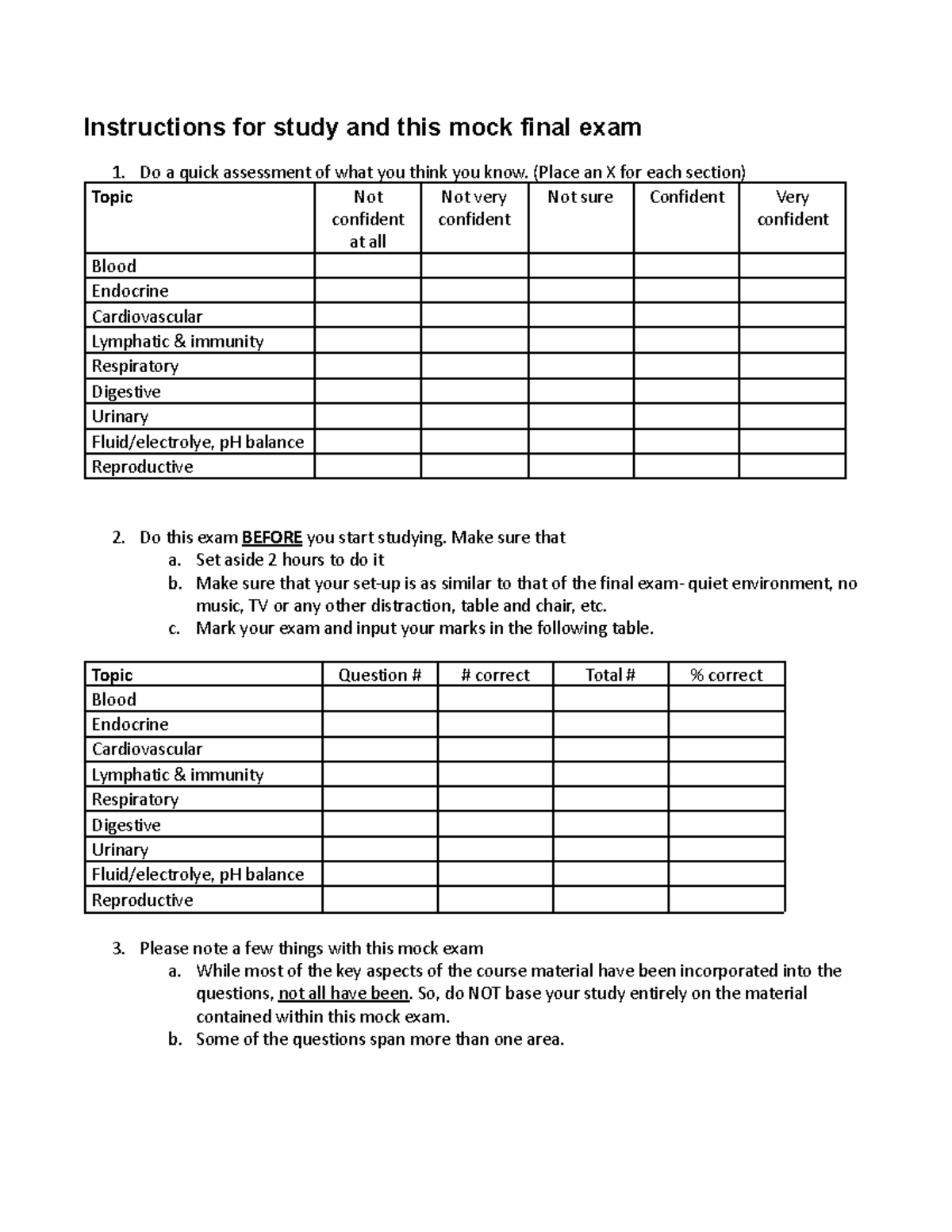 Mock Final Exam Instructions for Course Code: yess0 - Studocu