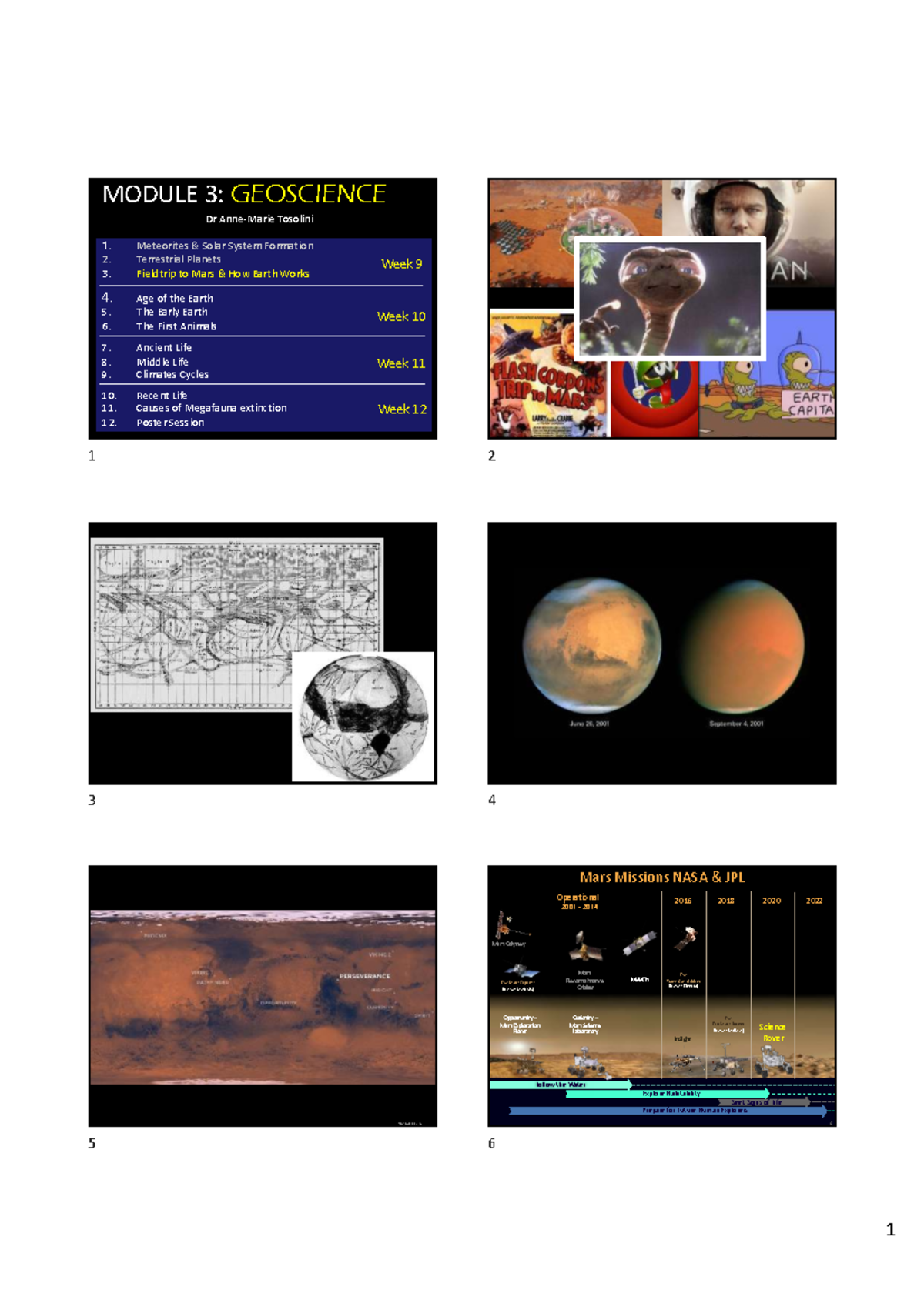 Module 3: Geoscience Lecture Notes on Mars Exploration & Earth ...
