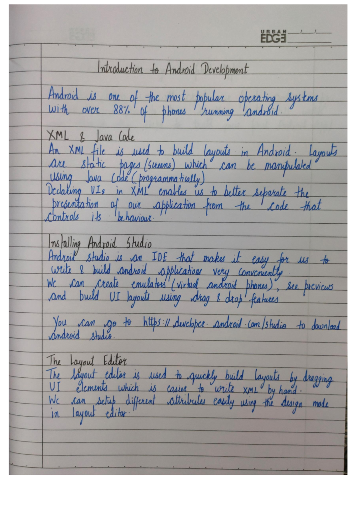 URBAN EDG3 Comprehensive Notes on Android Development Fundamentals ...