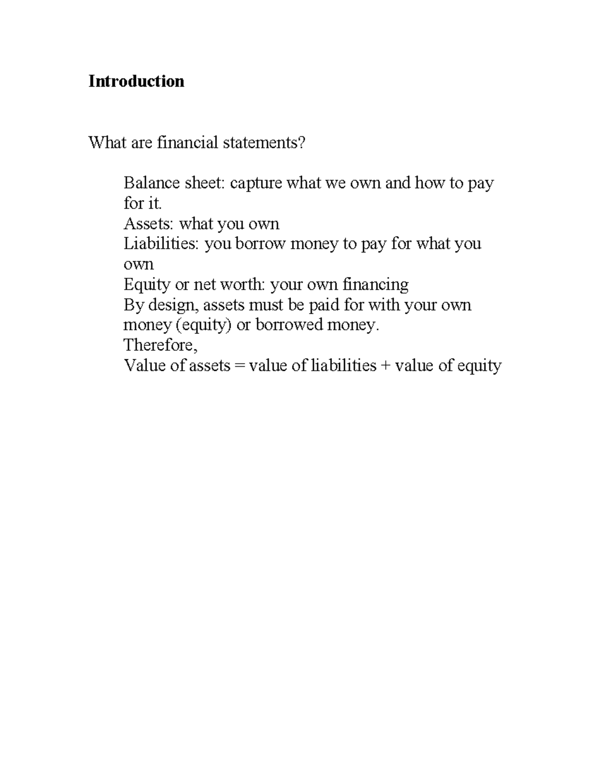 Lecture Notes on Financial Statements and Personal Finance (FIN 101 ...