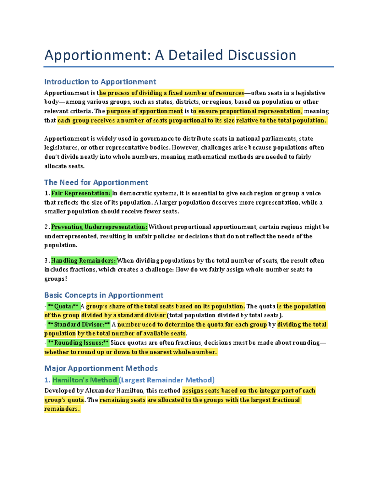 What is Apportionment - Math lecture notes - Apportionment: A Detailed ...