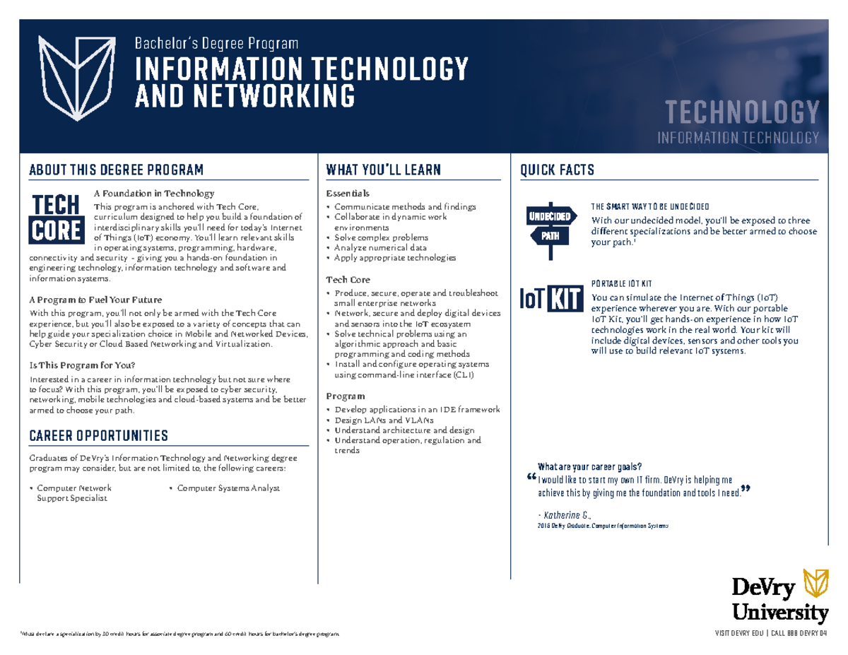 Information Technology And Networking Bachelor S Degree Overview Studocu