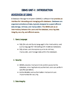DBMS Unit-1 & 2 Complete notes - Unit I: Introduction 9 lecture hours ...