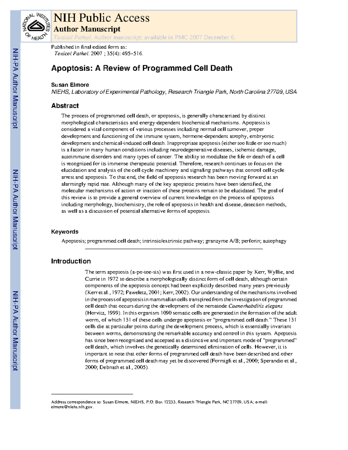 Apoptosis Review - Biosynthetic pathways and molcular biology ...