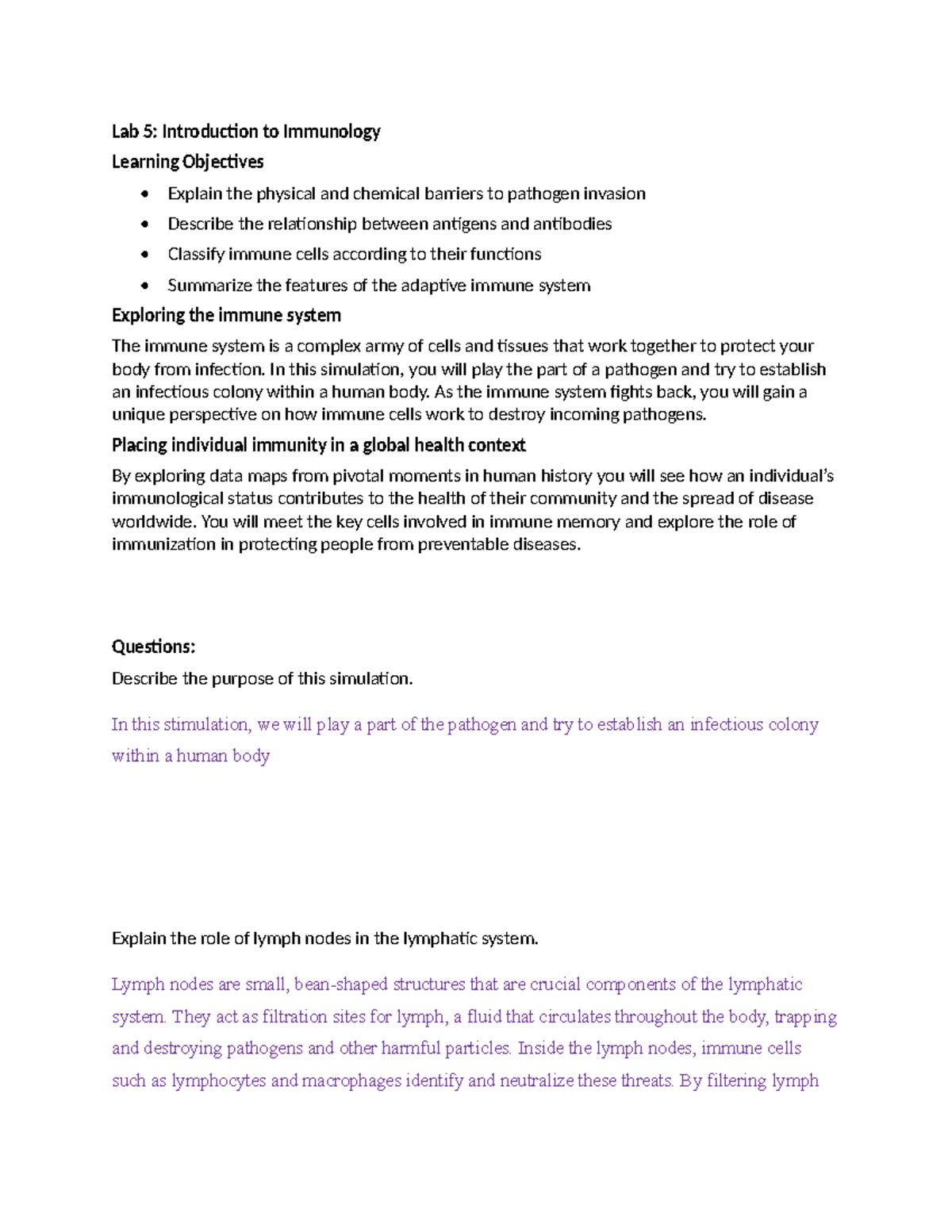 Immunology Lab: Week 5 Insights and Learning Objectives Summary - Studocu