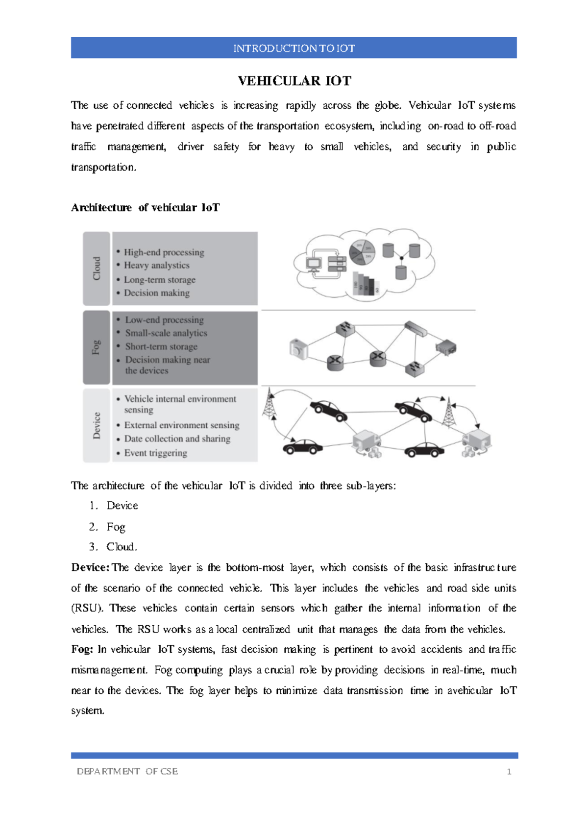 CSE Module 5: Introduction to IoT and Vehicular IoT Systems - Studocu