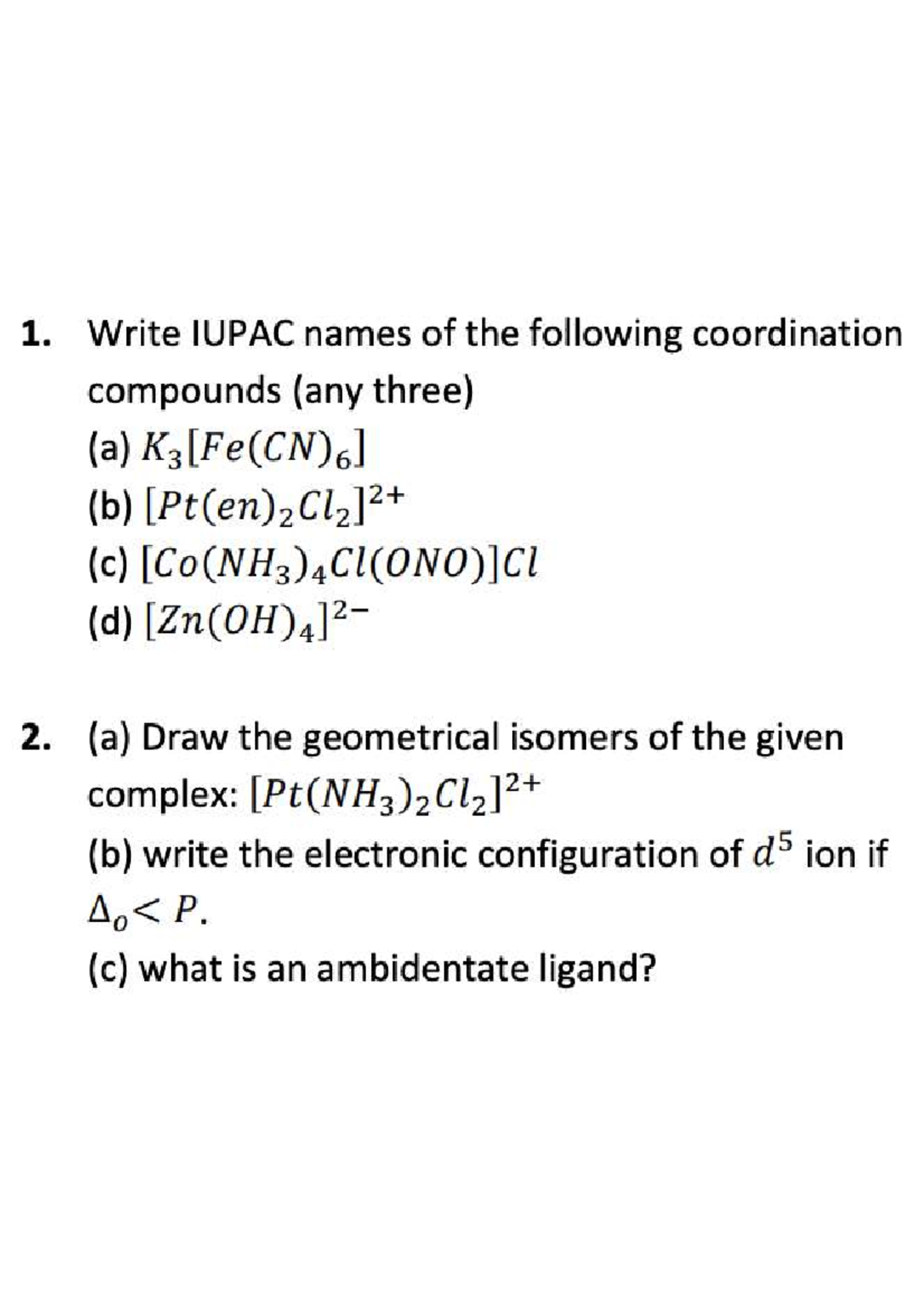 Coordination Compound Study Guide: IUPAC Names & Isomerism - Studocu