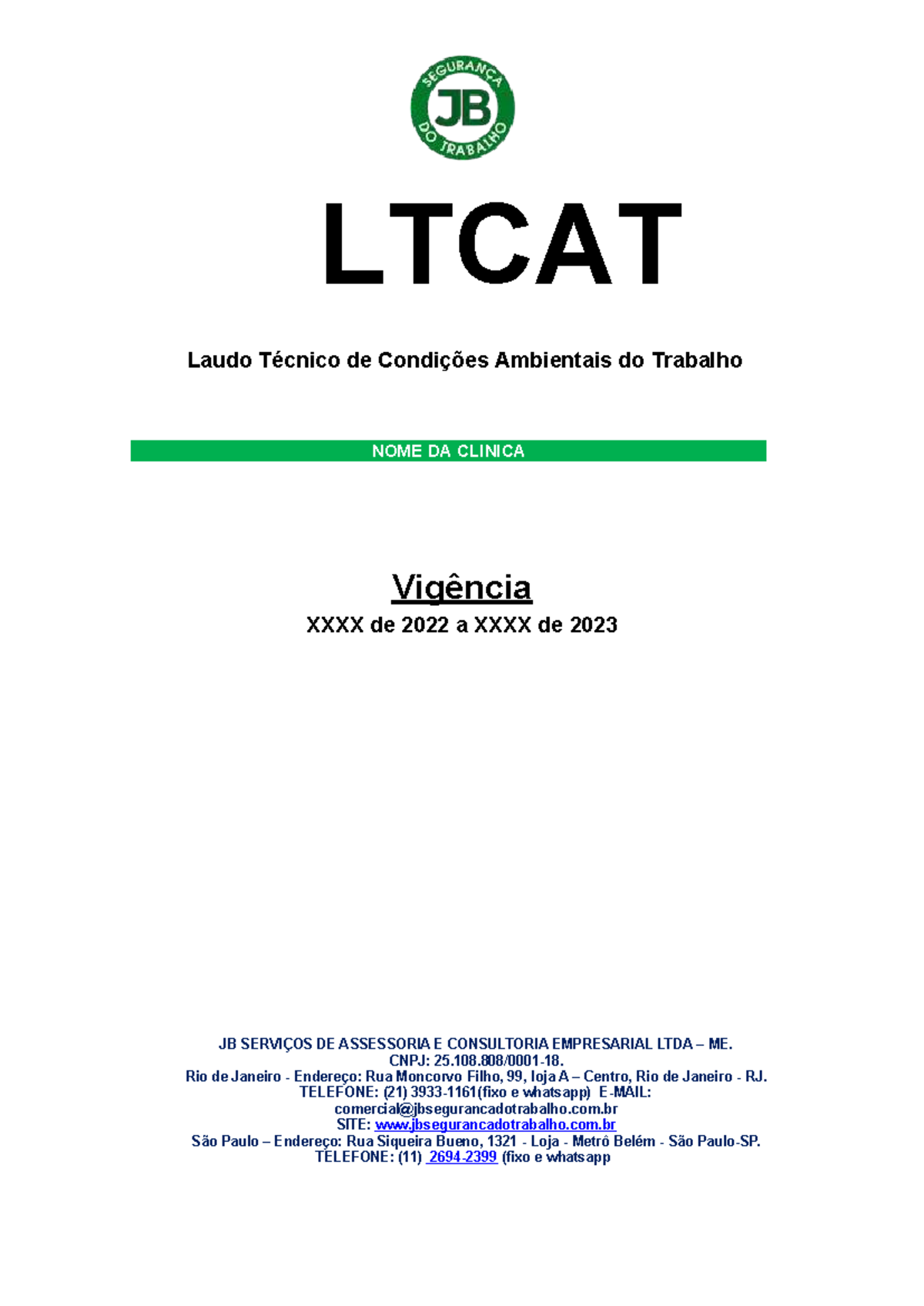 LTCAT 2022-2023: Laudo Técnico de Condições Ambientais do Trabalho ...