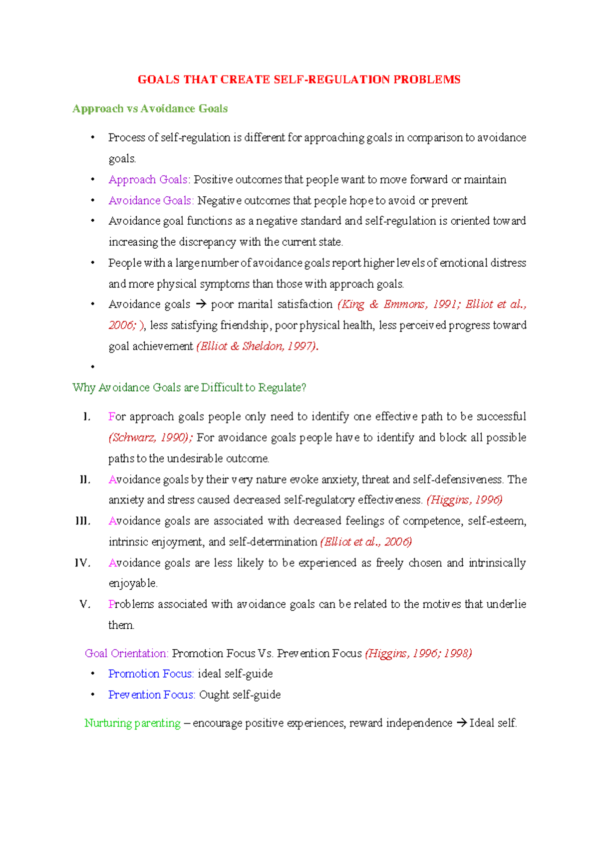 Goals That Hinder Self-Regulation: Understanding Approach vs. Avoidance ...