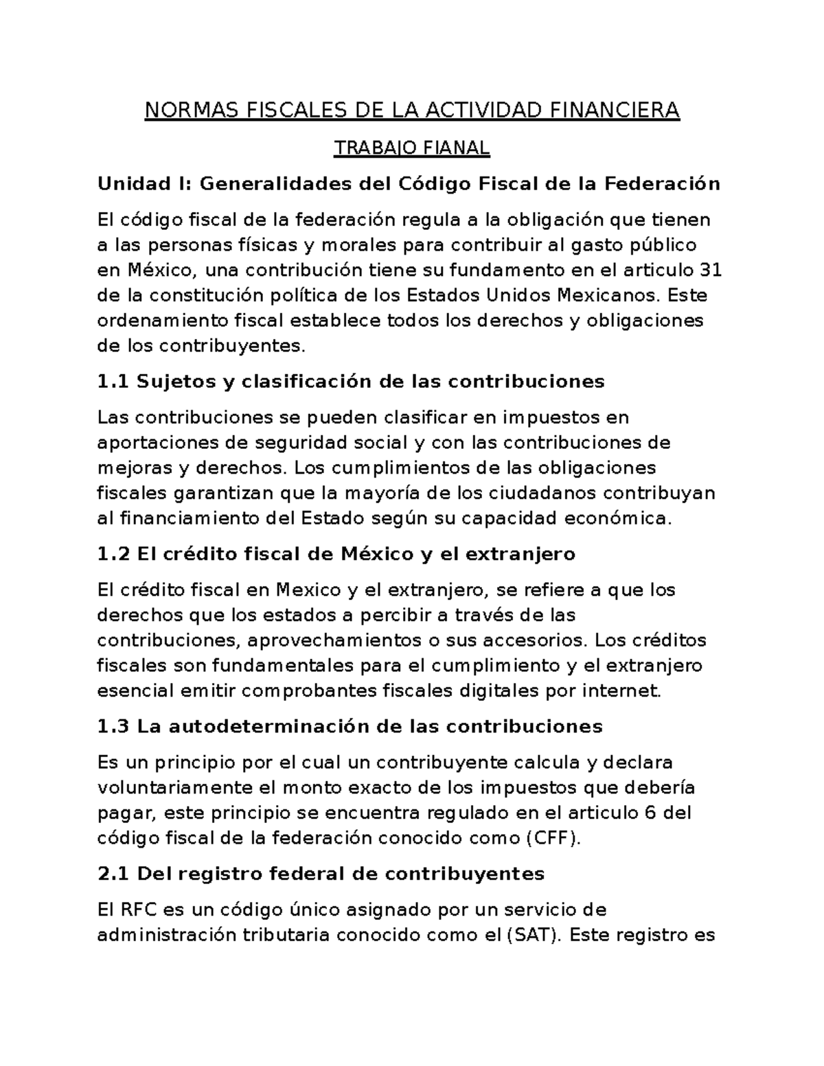 Normas Fiscales de la Actividad Financiera - Resumen Final - Studocu