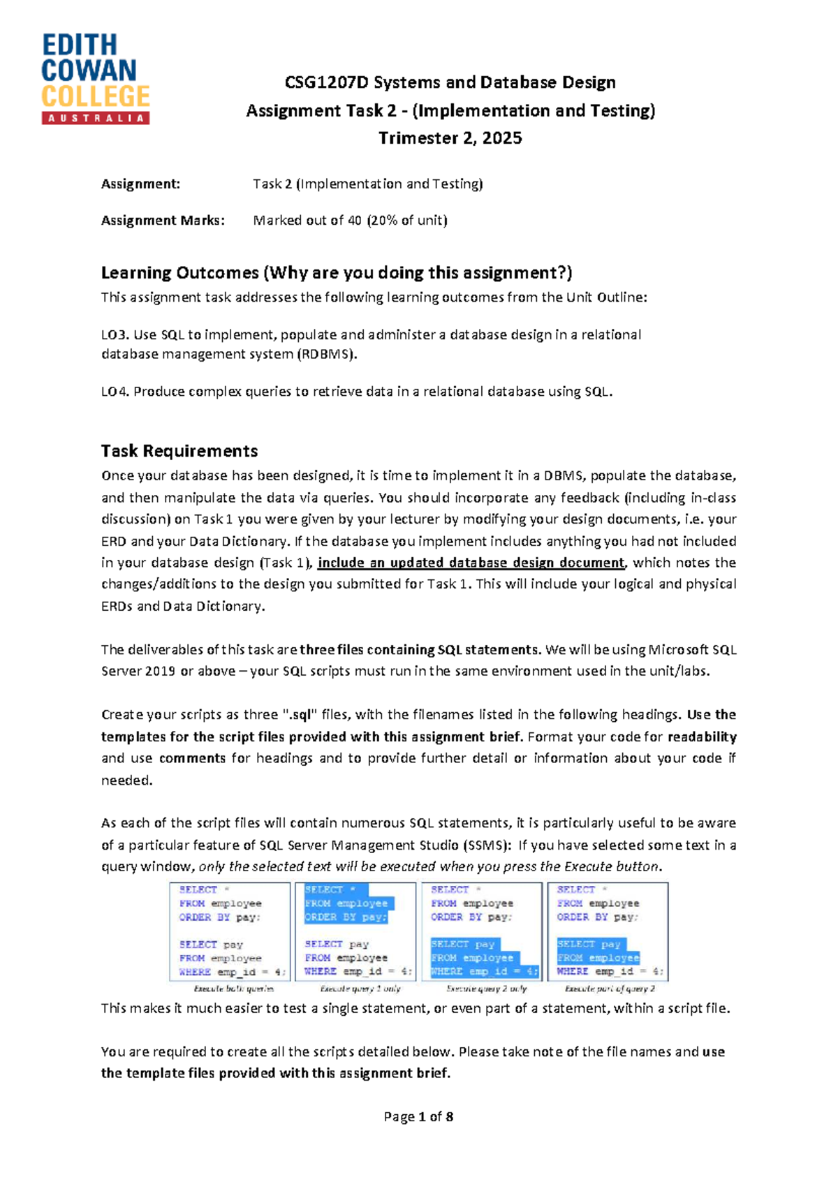 CSG1207D Systems and Database Design Assignment 2 - Implementation ...