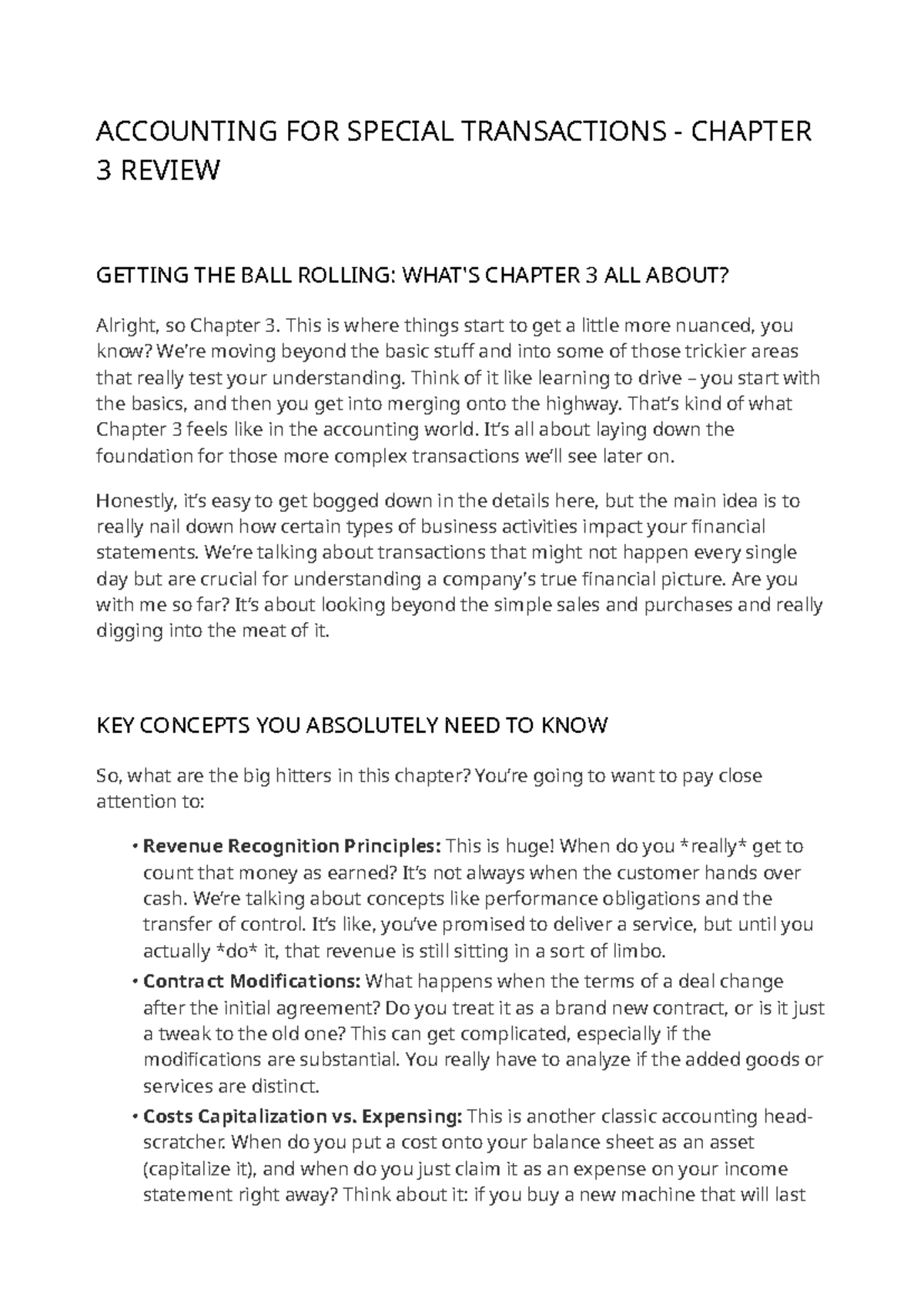 ACCT 101: Chapter 3 Review - Special Transactions Insights - Studocu