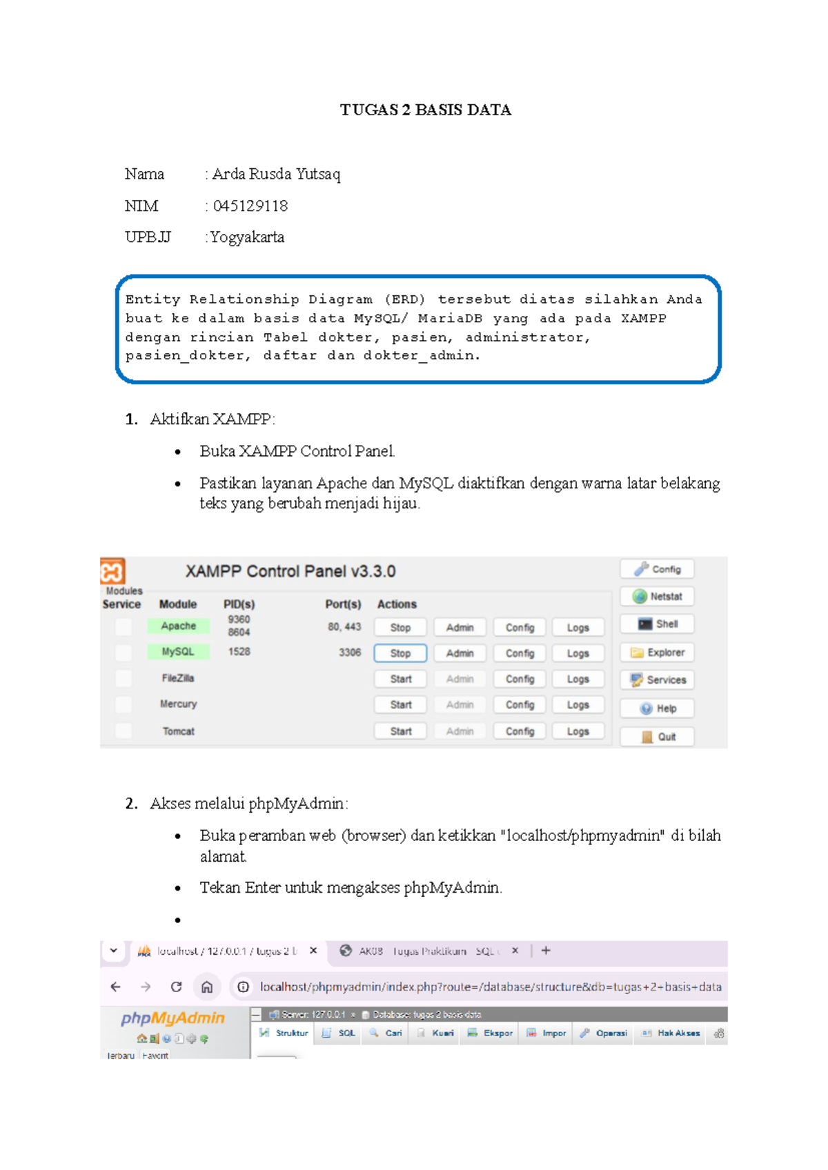 Tugas 2 Basis Data - Praktikum ERD dan MySQL oleh Arda Rusda Yutsaq - Studocu
