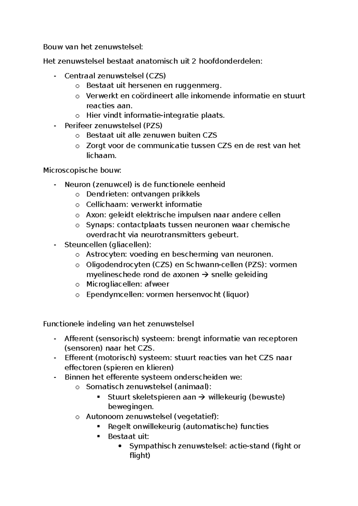 Taak 1.1.06 - Neurologie: Anatomie en Functie van het Zenuwstelsel ...
