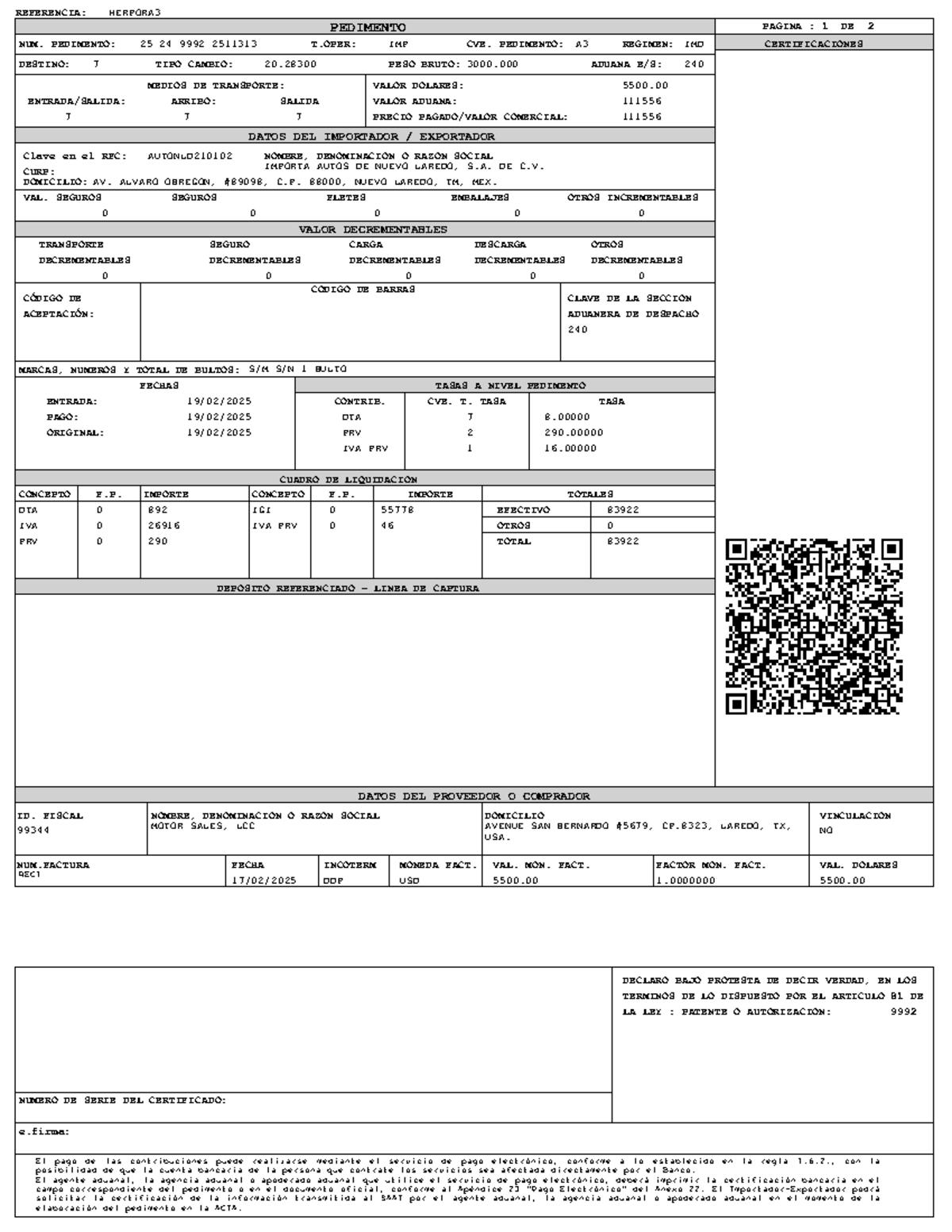 Proforma Pedimento 9992 A3: Importación y Datos Aduaneros - Studocu