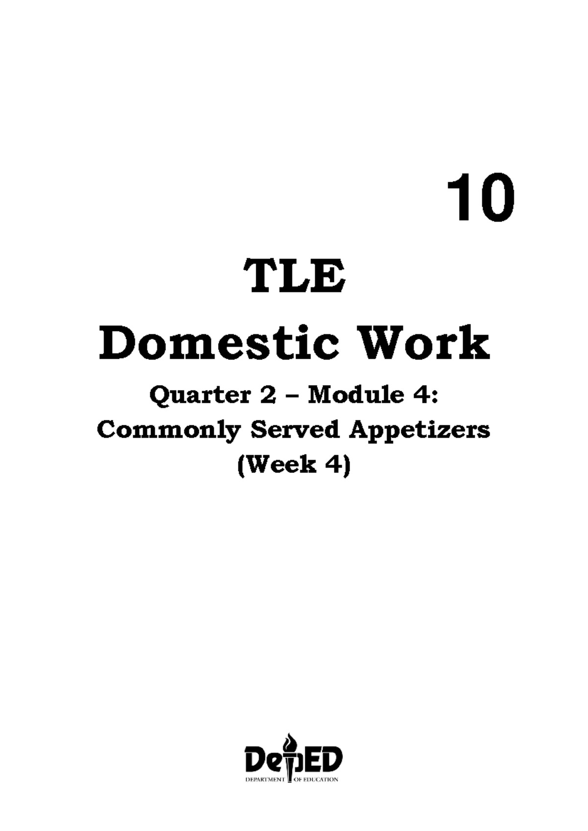 TLE-10-DW Q2 Module 4: Commonly Served Appetizers Guide - Studocu
