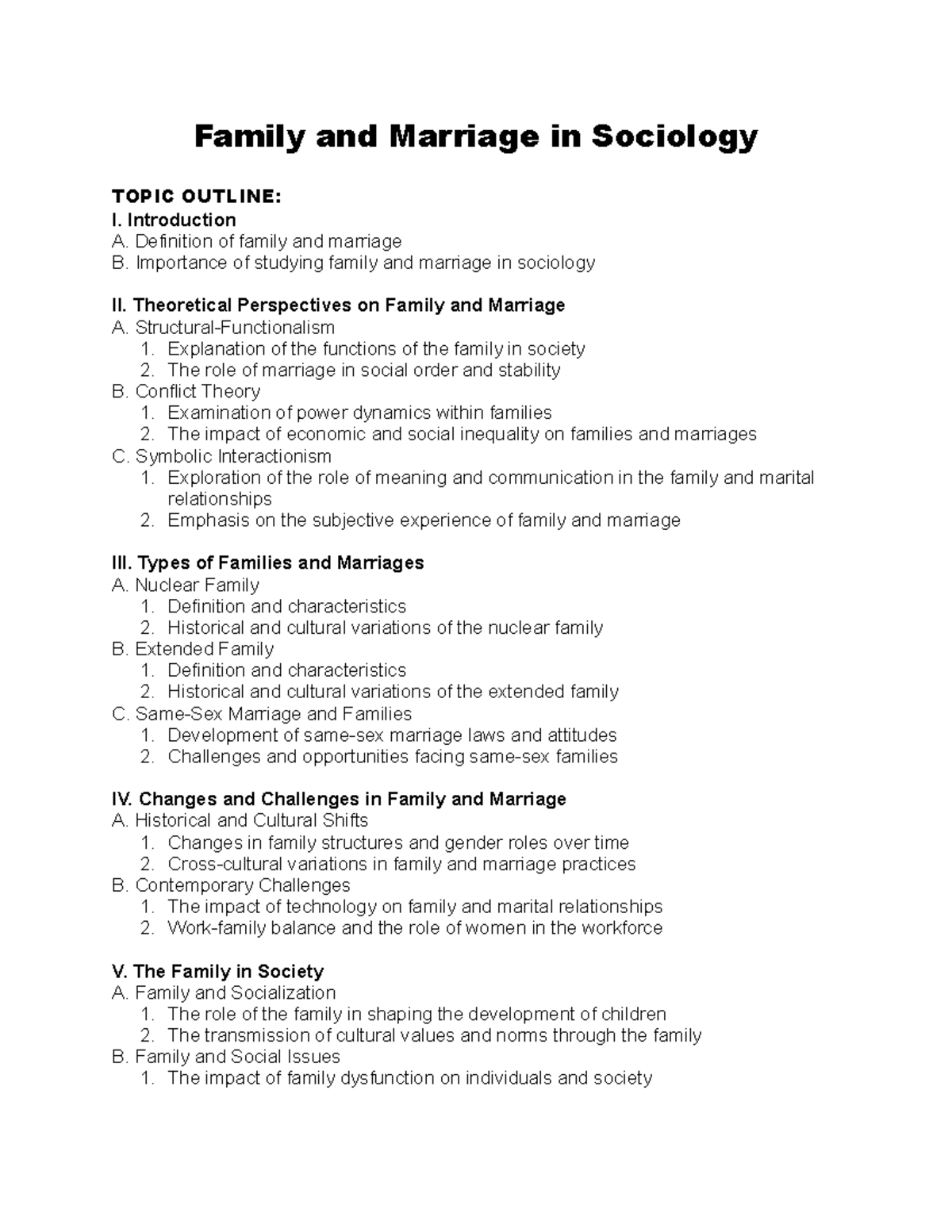 Sociology 101: Family and Marriage - Theoretical Perspectives and ...